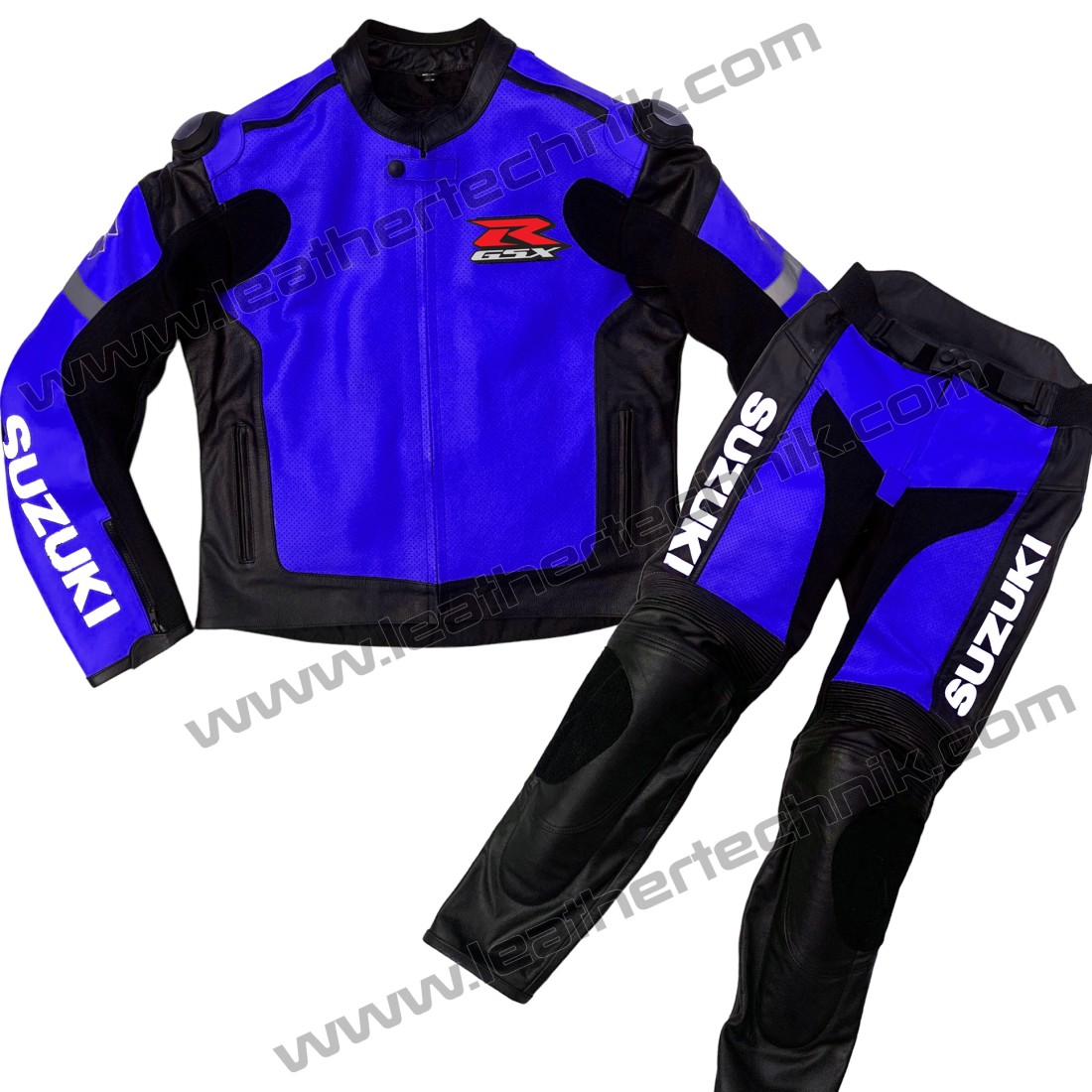 Blue Suzuki Gsxr Leather Motorcycle Racing Suit